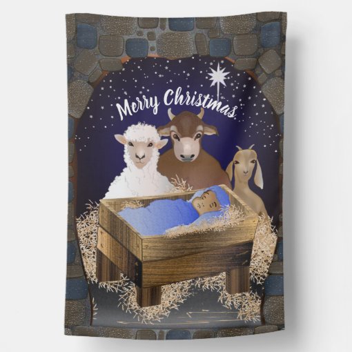 Christmas Nativity House Flag | Zazzle