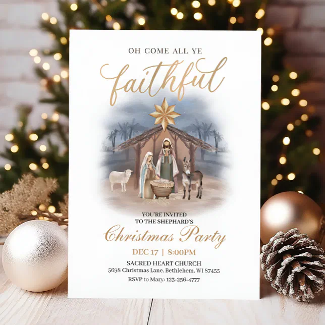 Christmas Nativity Invitation, Religious Holiday Invitation | Zazzle