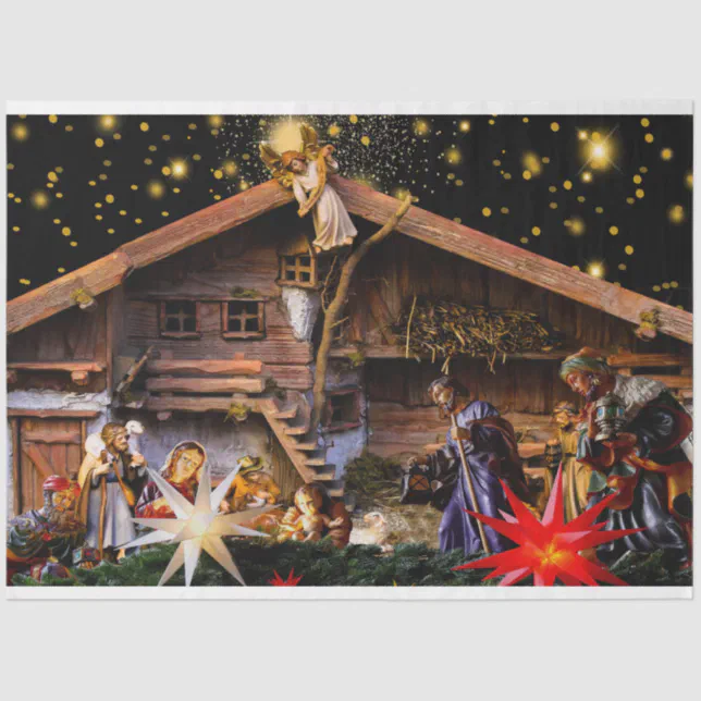 Christmas Nativity Manger 4 Decoupage Tissue Paper | Zazzle
