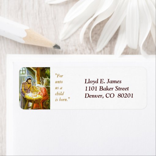 Christmas Nativity Return Address Label | Zazzle