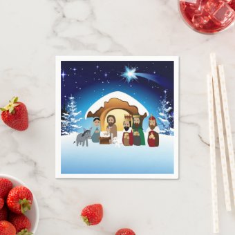 Christmas Nativity Scene Paper Napkins | Zazzle