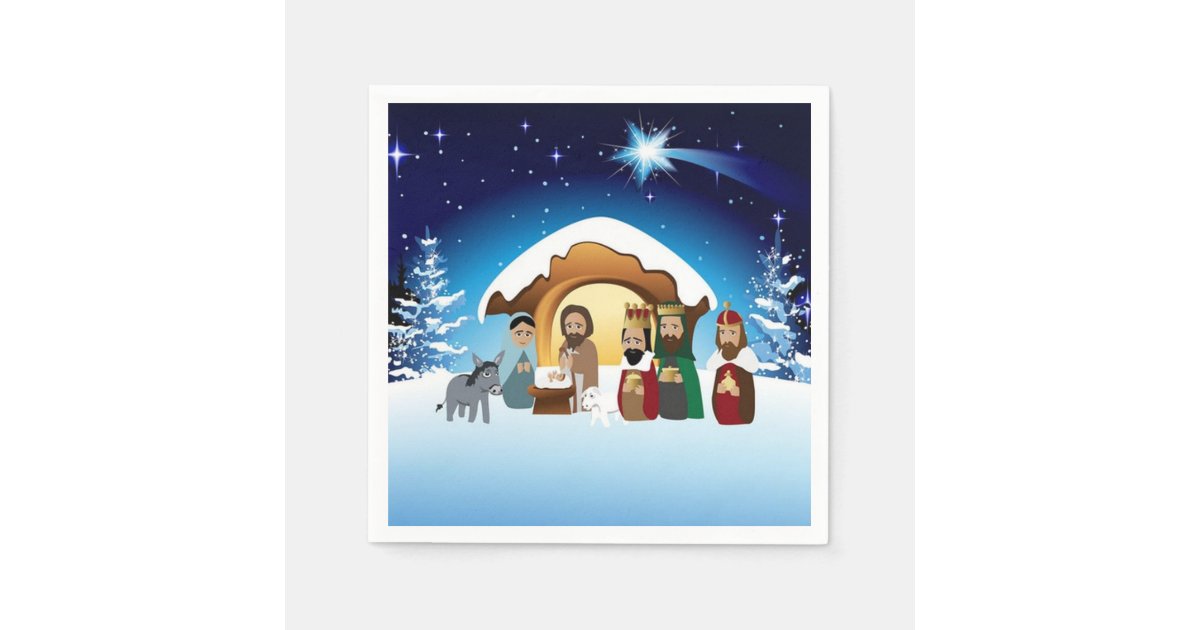 Christmas Nativity Scene Paper Napkins | Zazzle