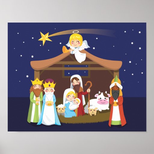 Christmas Nativity Scene Poster | Zazzle.com