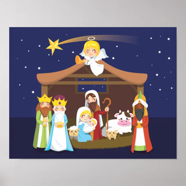 Christmas Nativity Scene Poster | Zazzle