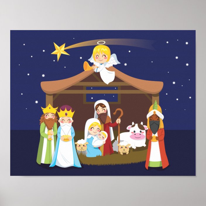 Christmas Nativity Scene Poster | Zazzle.com