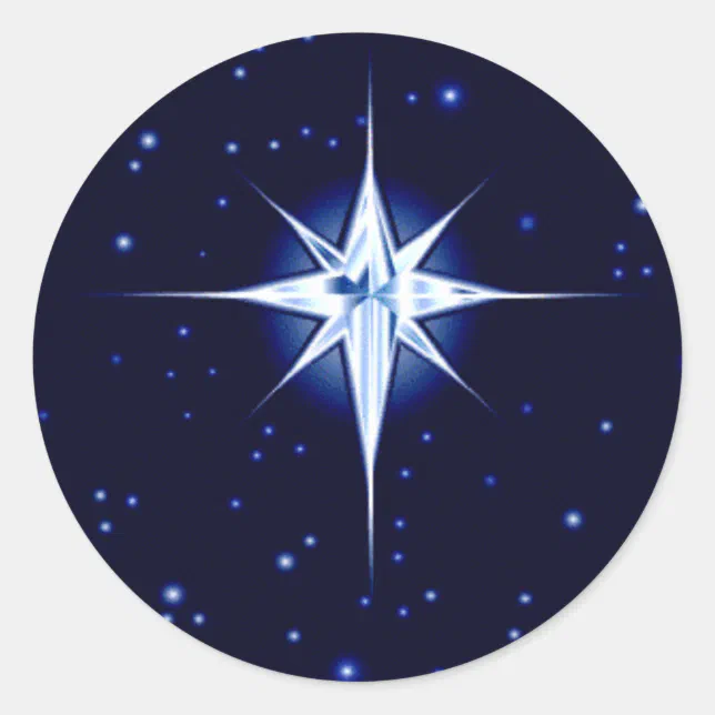 Christmas Nativity Star Classic Round Sticker | Zazzle