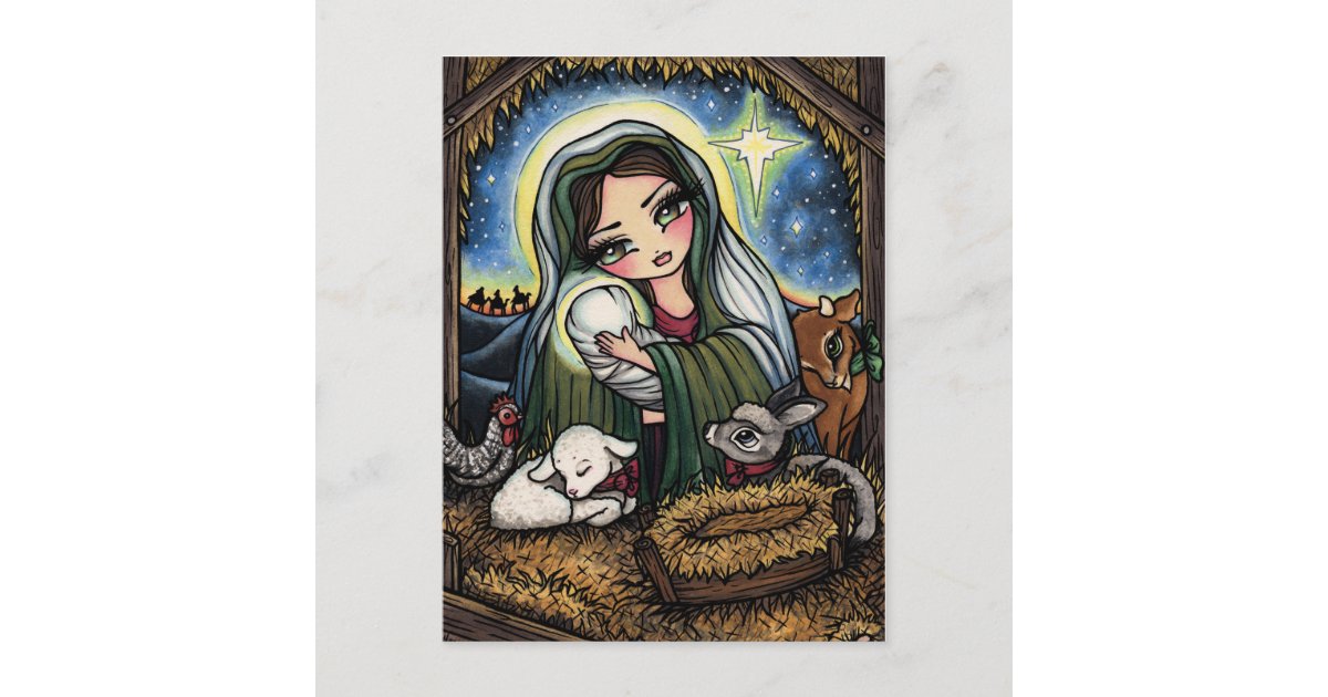 Christmas Nativity Virgin Mary Jesus Art Postcard | Zazzle