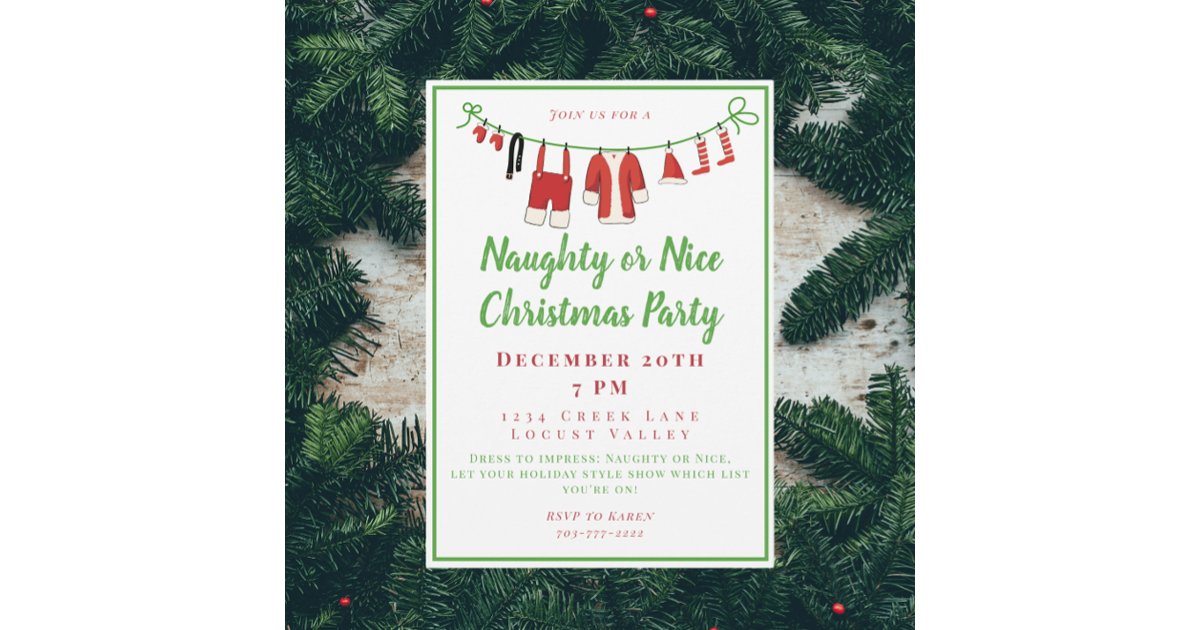 Christmas Naughty or Nice Party Invitation | Zazzle