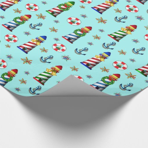 Christmas Nautical Lighthouses Wrapping Paper | Zazzle
