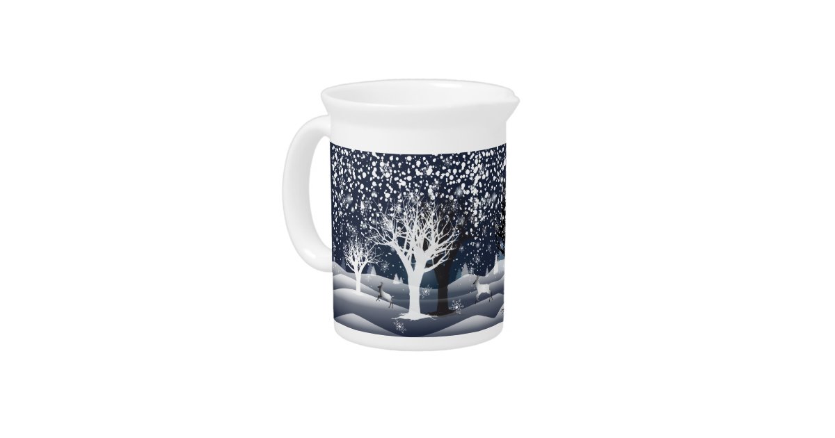 Christmas Night Fairy Tale Fantasy Forest Beverage Pitcher | Zazzle