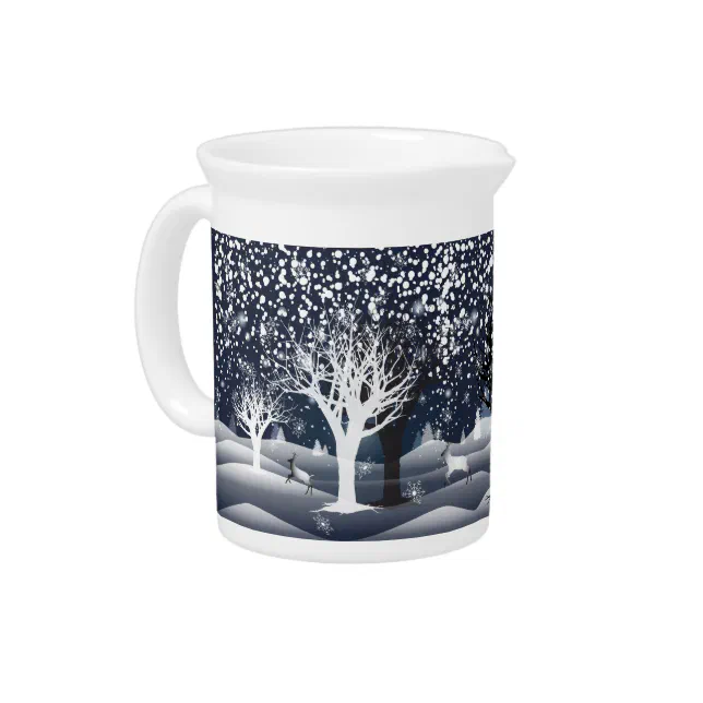 Christmas Night Fairy Tale Fantasy Forest Beverage Pitcher | Zazzle