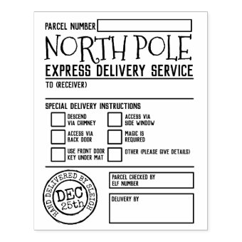 Christmas North pole delivery service note stamp | Zazzle