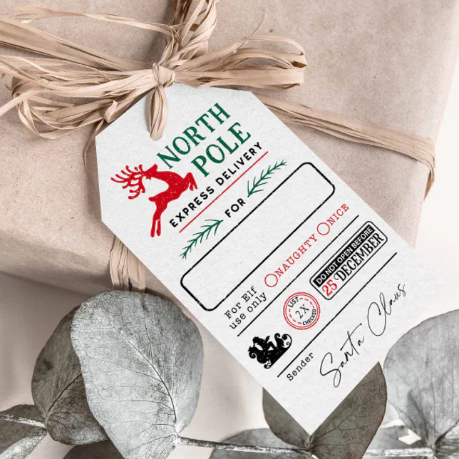 Christmas North Pole Express Nice list approved Gift Tags | Zazzle