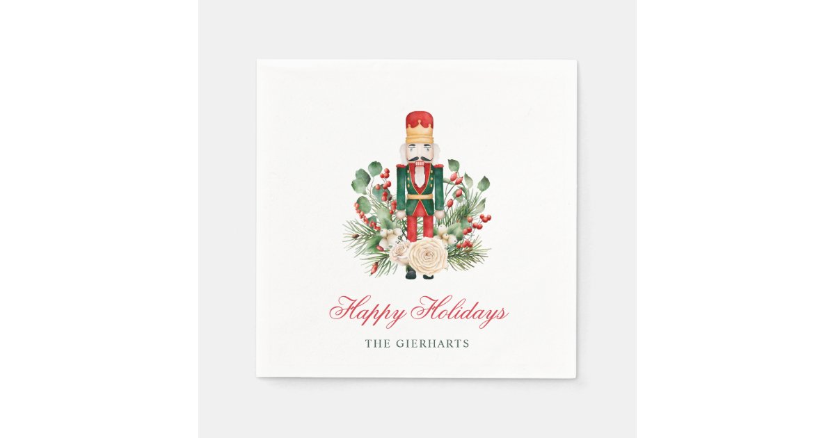 Christmas Nutcracker Happy Holidays Paper Napkins | Zazzle