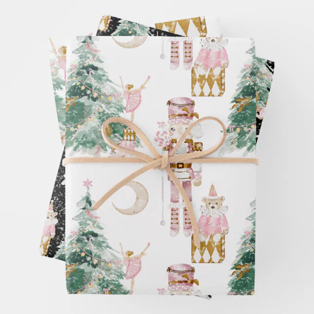 Christmas Nutcracker pink winter wonderland Wrapping Paper Sheets | Zazzle