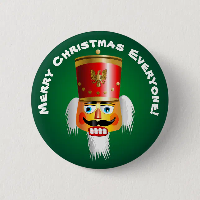 Christmas Nutcracker Toy-Soldier Cartoon Button | Zazzle