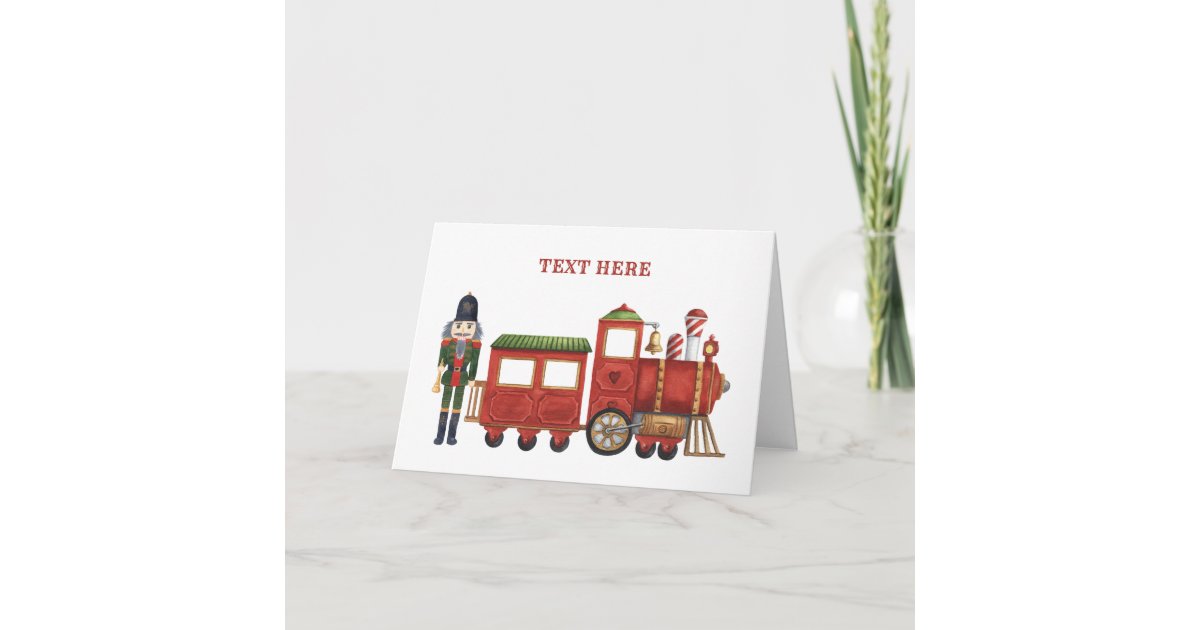 Christmas nutcracker with train card | Zazzle