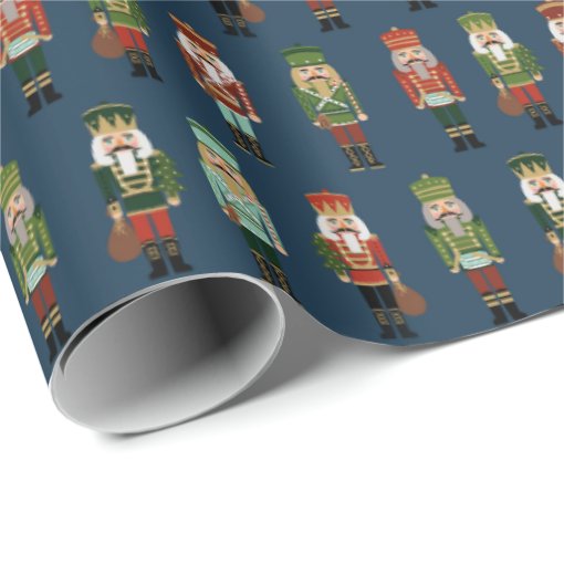 Christmas Nutcrackers navy Wrapping Paper | Zazzle
