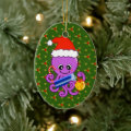 Christmas octopus ceramic ornament | Zazzle
