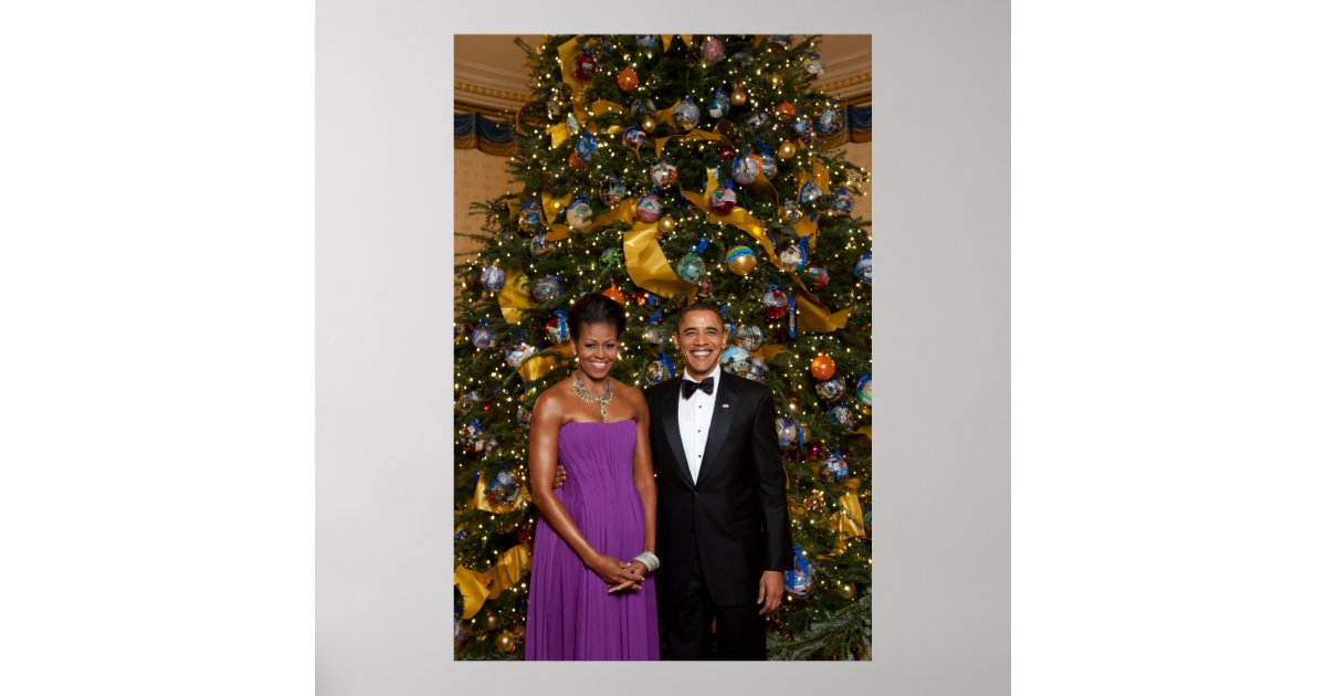 Christmas of President Barack Obama and Michelle Poster | Zazzle