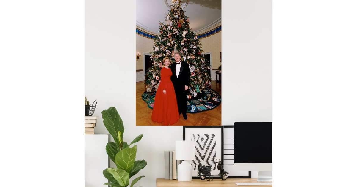 Christmas of US President Bill Clinton & Hillary Poster | Zazzle