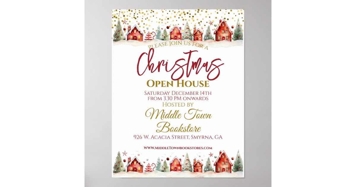 Christmas Open House Business Poster | Zazzle