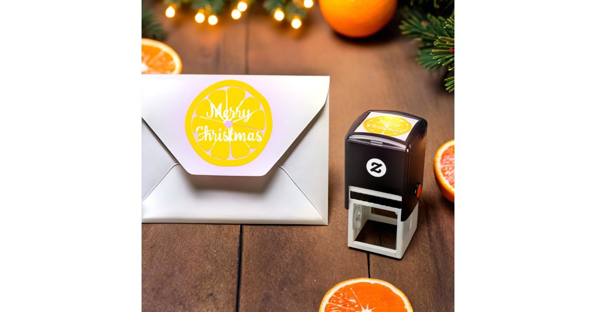 Christmas orange fruit self-inking stamp | Zazzle