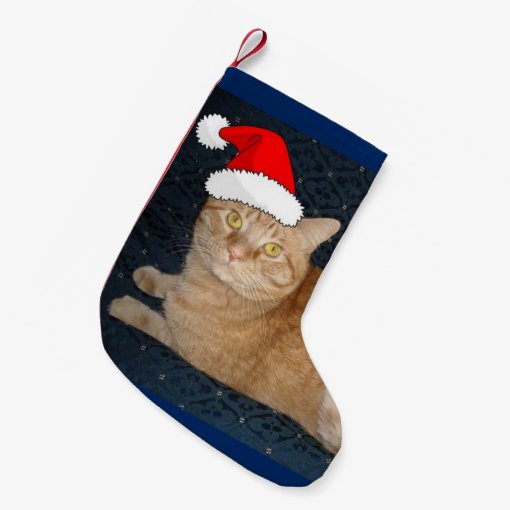 Christmas Orange Tabby Cat Small Christmas Stocking | Zazzle