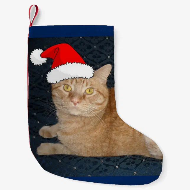 Christmas Orange Tabby Cat Small Christmas Stocking | Zazzle