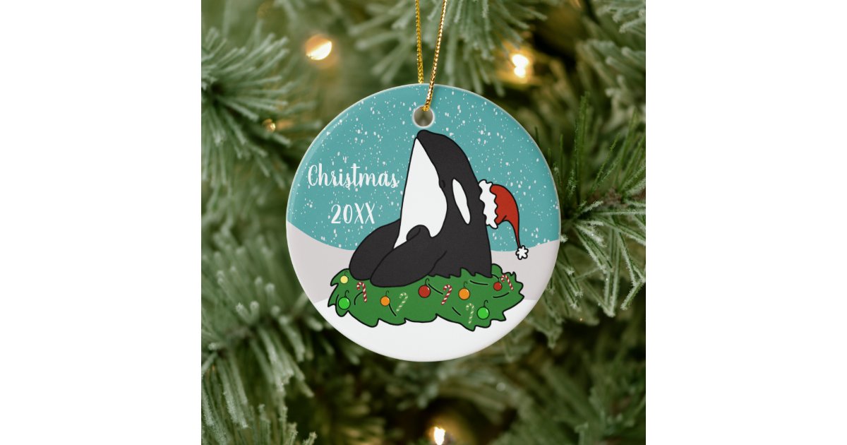 Christmas Orca Ceramic Ornament | Zazzle