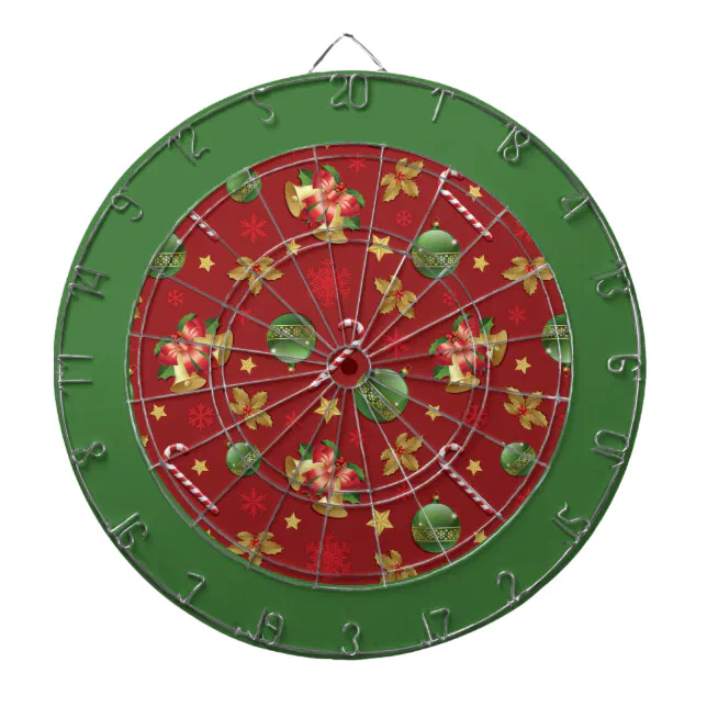 Christmas Ornamant & Candy Cane Pattern Dart Board | Zazzle
