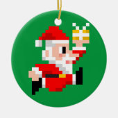 Christmas Ornament: 8-Bit Santa Claus (Blue) Ceramic Ornament | Zazzle