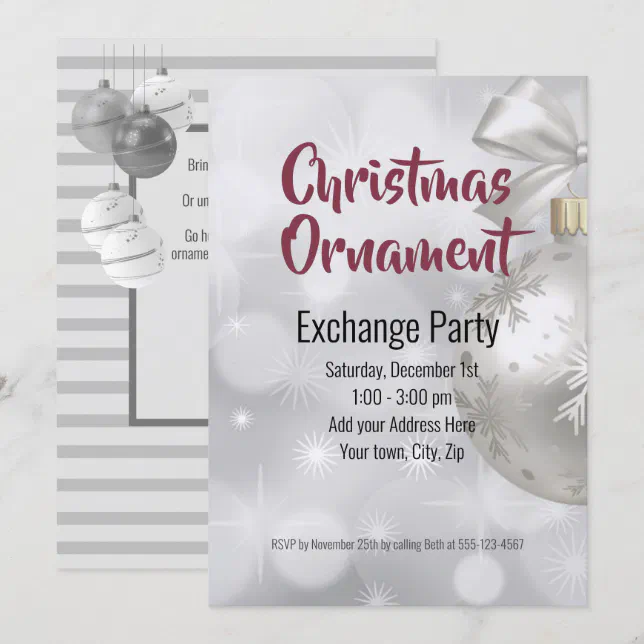 Christmas Ornament Exchange Ideas Invitation | Zazzle