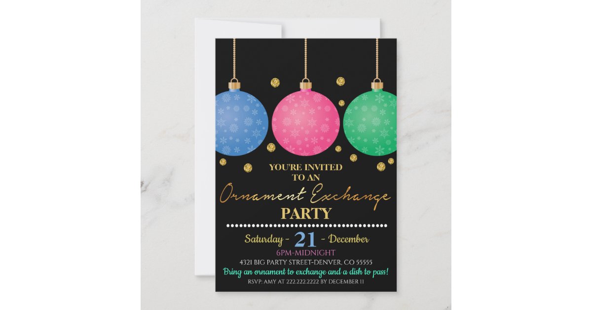 Christmas Ornament Exchange Party Invitation | Zazzle