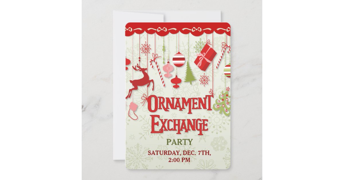 Christmas Ornament Exchange Party Invitation | Zazzle