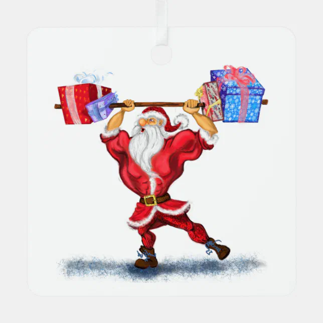 Christmas Ornament Funny Bodybuilder Santa Gift | Zazzle