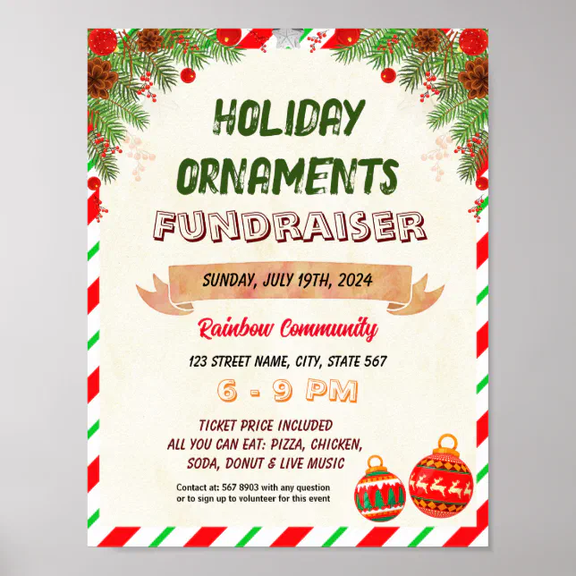 Christmas ornament school event template poster | Zazzle