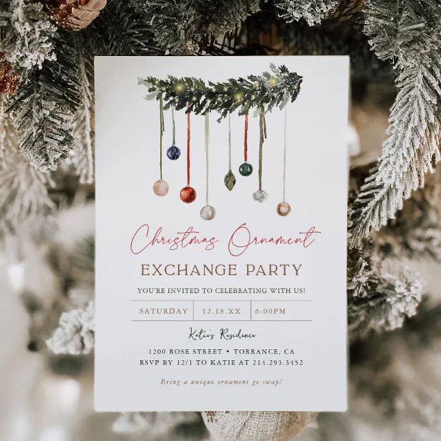 Christmas Ornament Swap Exchange Party Invitation | Zazzle