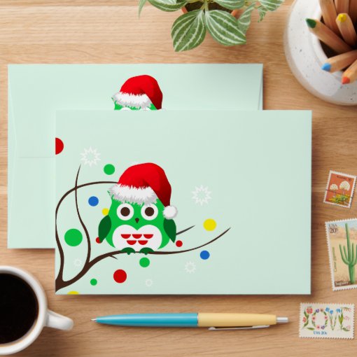 Christmas Owl Envelope | Zazzle