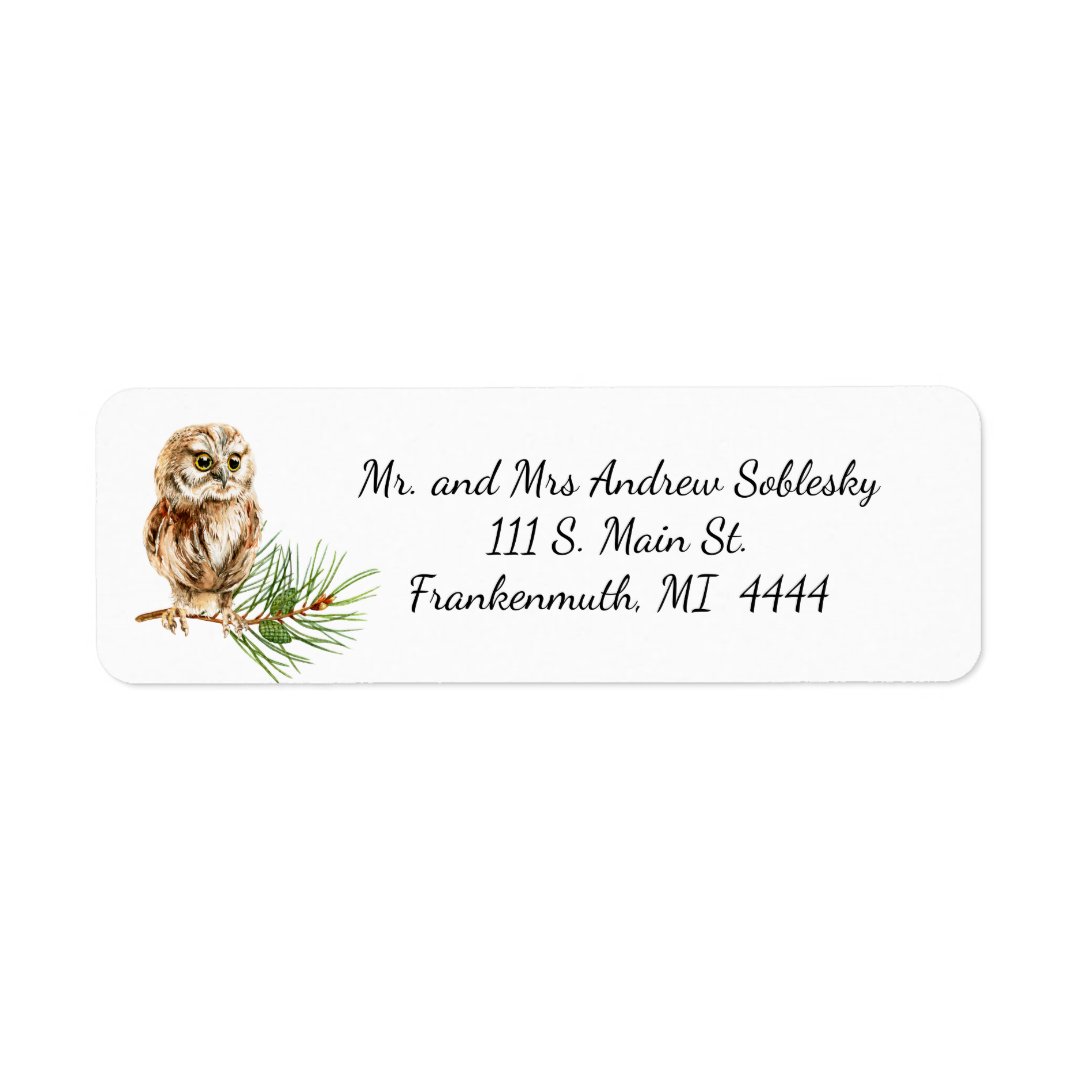 Christmas Owl Return Address Label | Zazzle