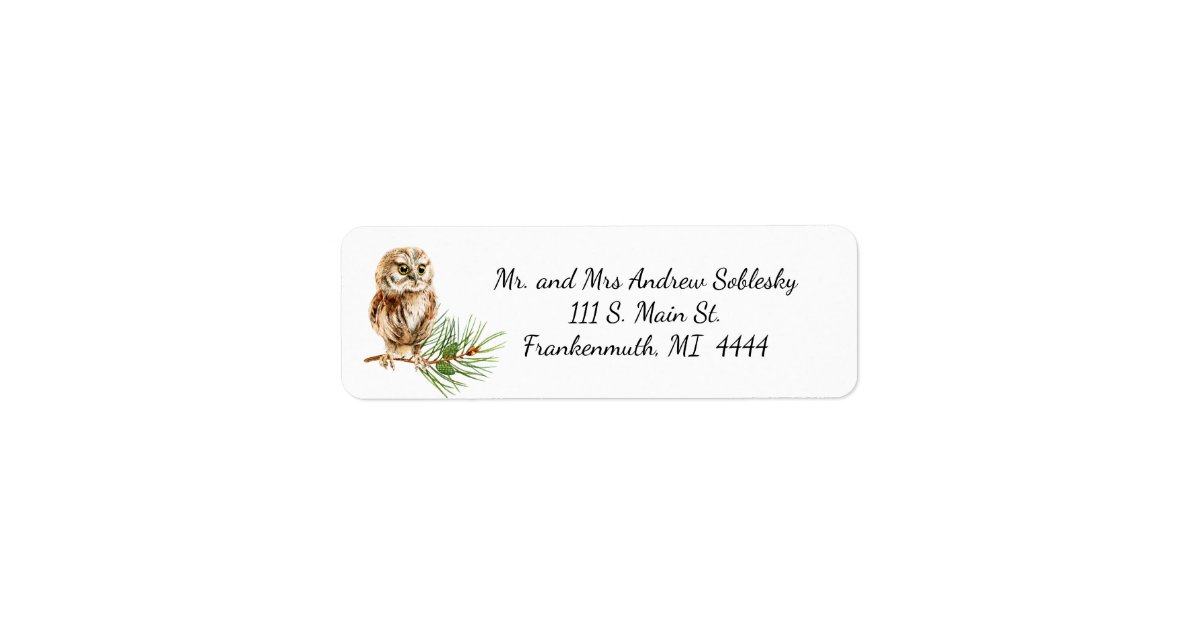 Christmas Owl Return Address Label | Zazzle