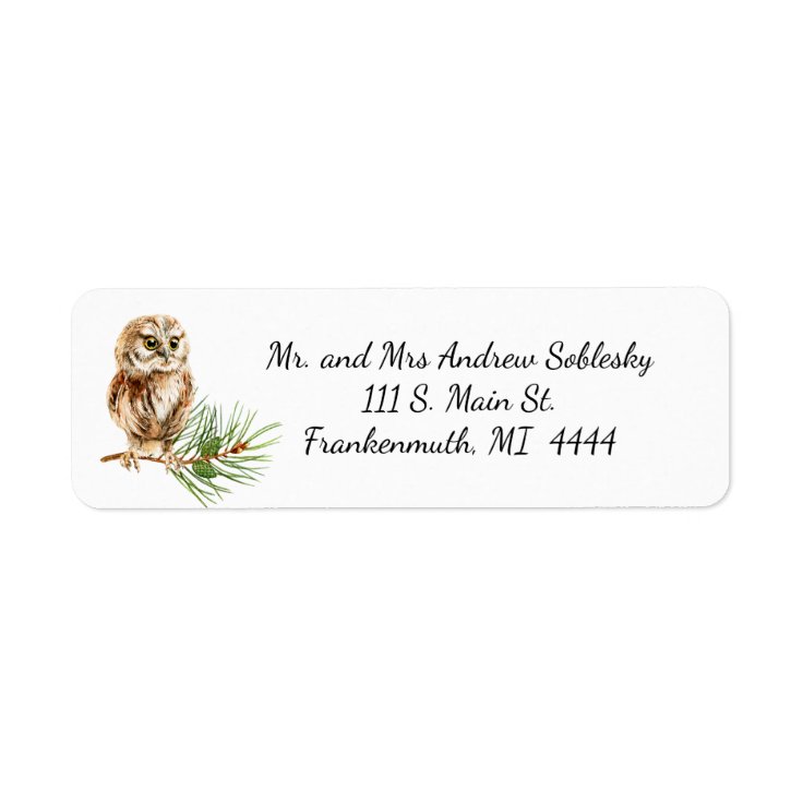 Christmas Owl Return Address Label | Zazzle