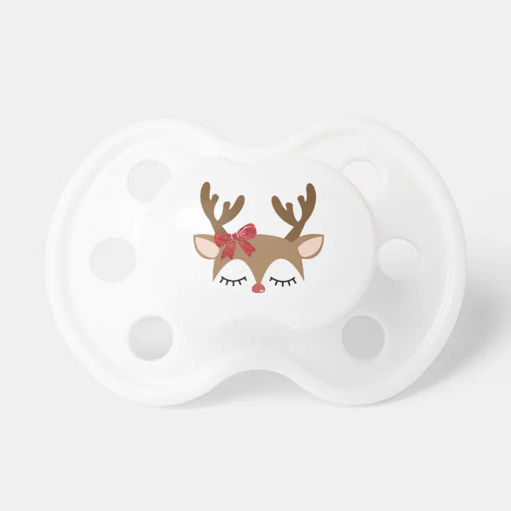 Christmas Pacifier Reindeer Girl Holiday Paci | Zazzle