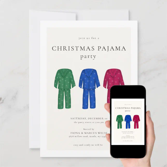 Christmas Pajama Party Invite | PJ Holiday Party | Zazzle