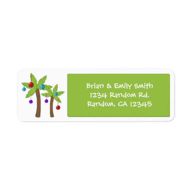 Christmas palm tree custom holiday labels | Zazzle