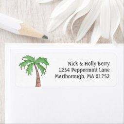 Christmas Palm Tree Label | Zazzle
