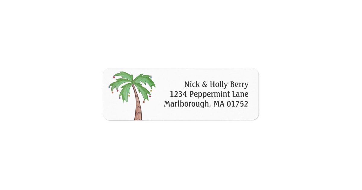 Christmas Palm Tree Label | Zazzle