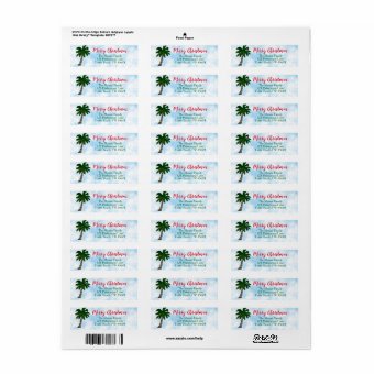 Christmas Palm Tree Return Address Labels Custom | Zazzle