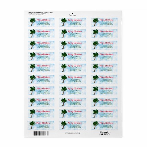 Christmas Palm Tree Return Address Labels Custom | Zazzle