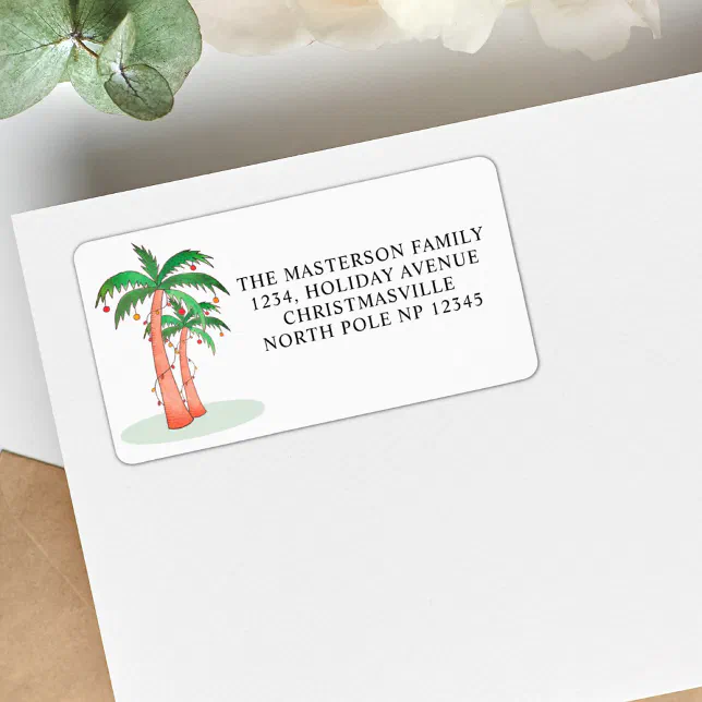 Christmas Palm Trees Return Address Label | Zazzle
